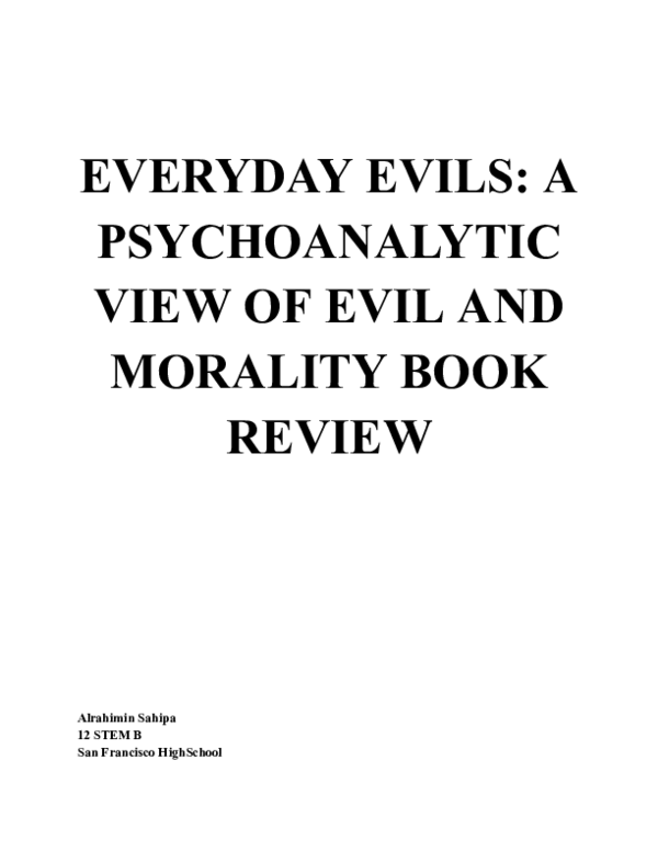 (PDF) EVERYDAY EVILS: A PSYCHOANALYTIC VIEW OF EVIL AND MORALITY BOOK ...