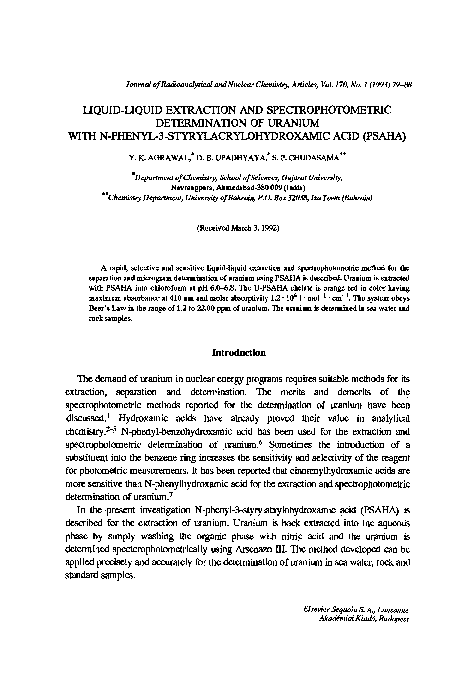 (PDF) Liquid-liquid extraction and spectrophotometric determination of ...