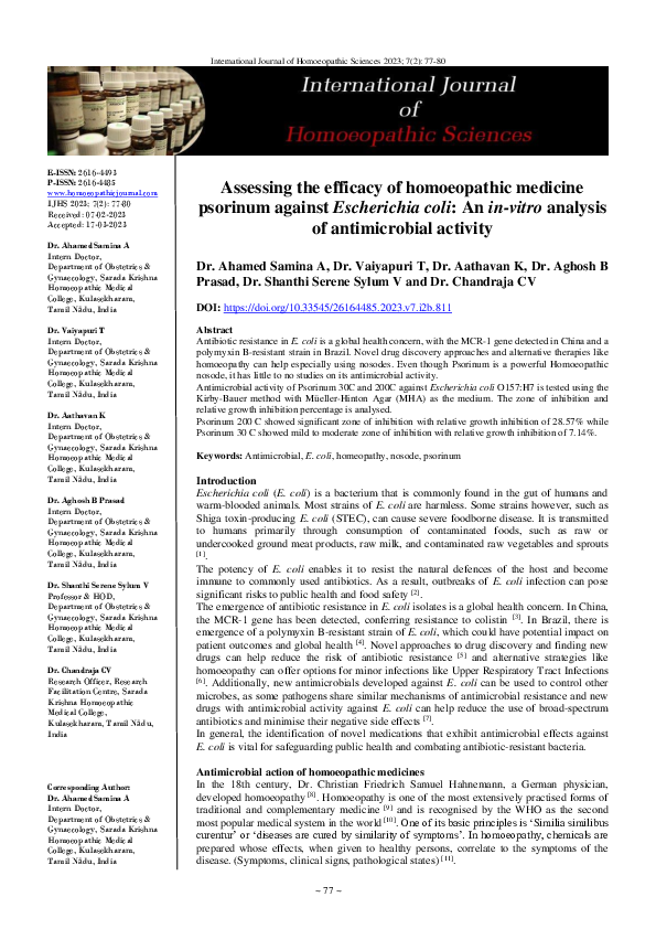 (PDF) Assessing the efficacy of homoeopathic medicine psorinum against ...