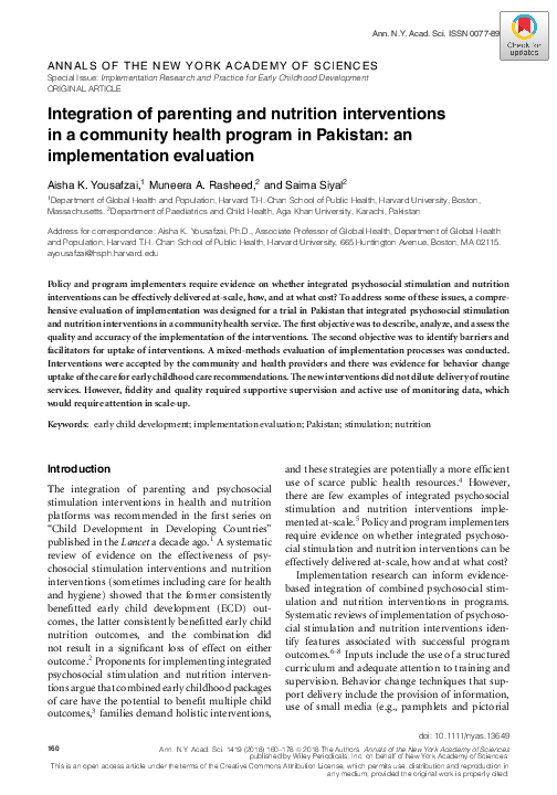 (PDF) Integration of parenting and nutrition interventions in a ...