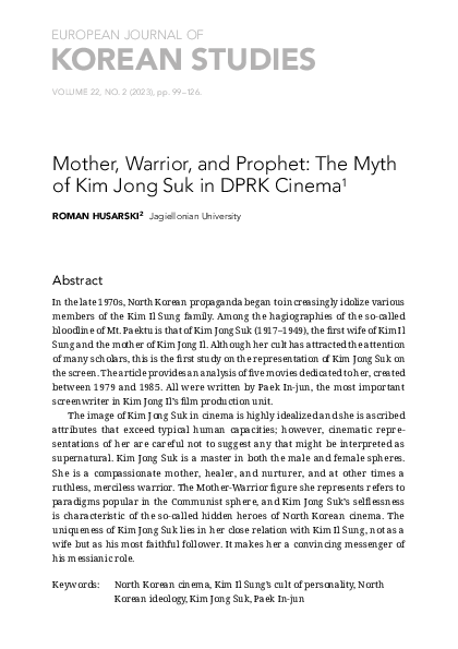 (PDF) Mother, Warrior, and Prophet: The Myth of Kim Jong Suk in DPRK Cinema