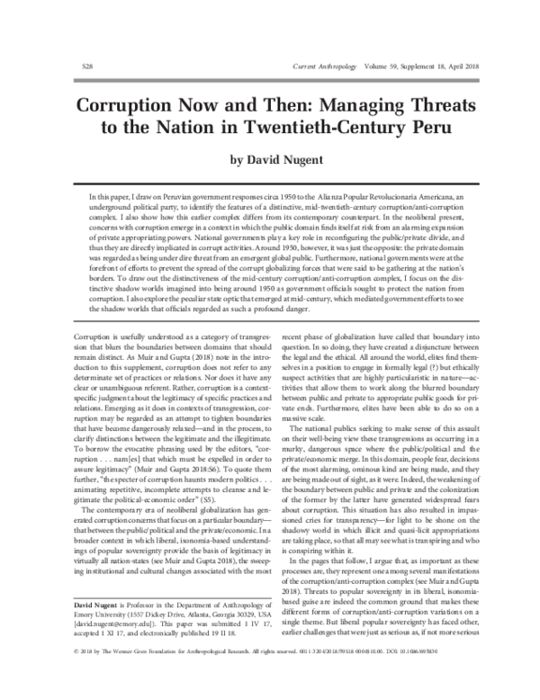 (PDF) Corruption Now and Then: Managing Threats to the Nation in ...