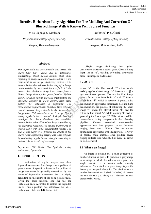 (PDF) Iterative Richardson-Lucy Algorithm For The Modeling And ...
