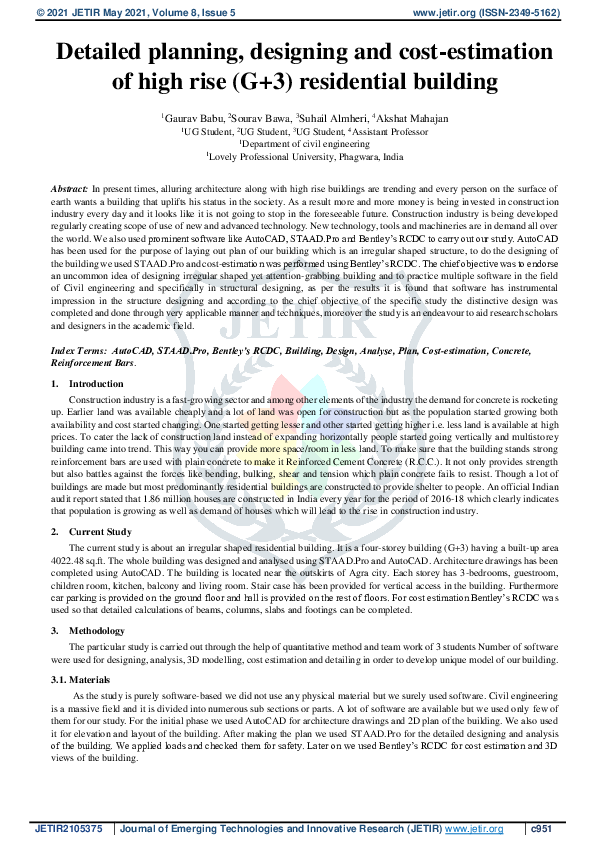 (PDF) Detailed planning, designing and cost-estimation of high rise (G+ ...