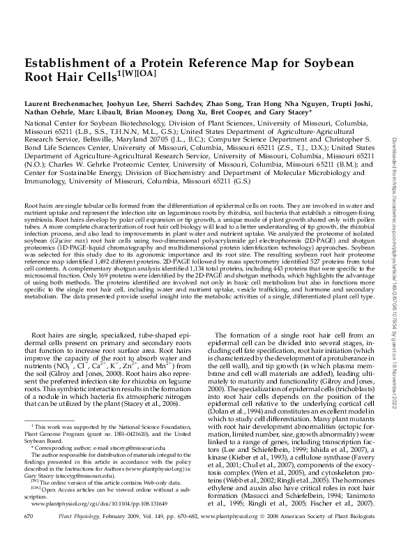 (PDF) Soybean Root Hair Cell Proteome Reference Map