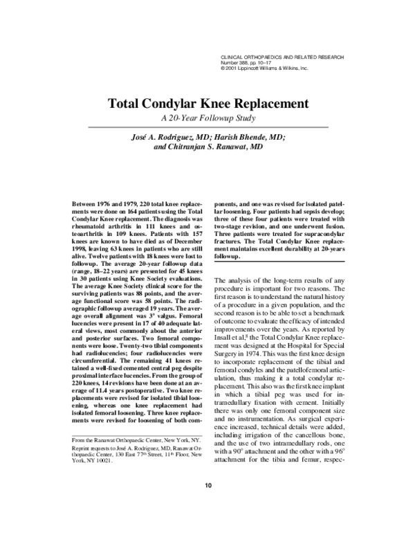 (PDF) Total Condylar Knee Replacement