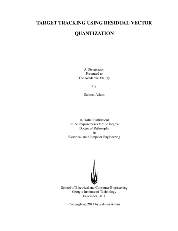 (PDF) Target Tracking Using Residual Vector Quantization | Salman Aslam ...
