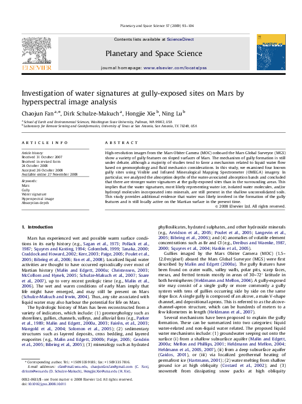 (PDF) Investigation of water signatures at gully-exposed sites on Mars ...