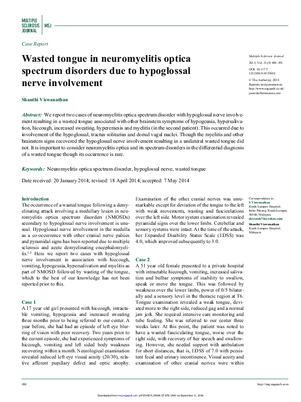 (PDF) Multiple Sclerosis MSJ Journal