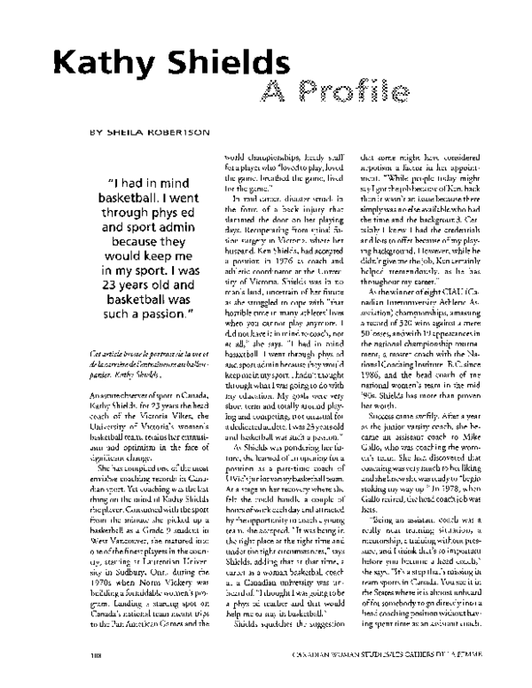 (PDF) Kathy Shields: A Profile