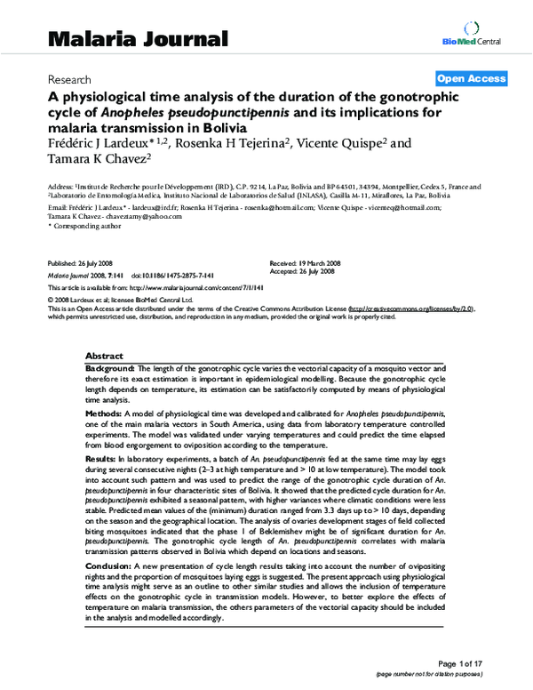 (PDF) Malaria Journal BioMed Central