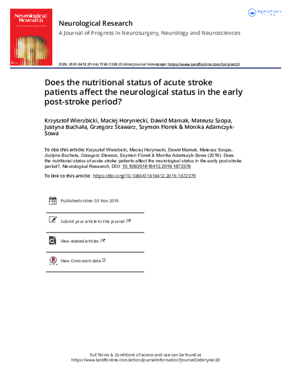 (PDF) Does the nutritional status of acute stroke patients affect the ...