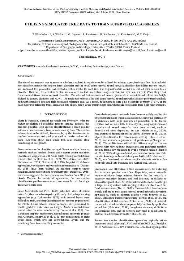 (PDF) Utilising Simulated Tree Data to Train Supervised Classifiers