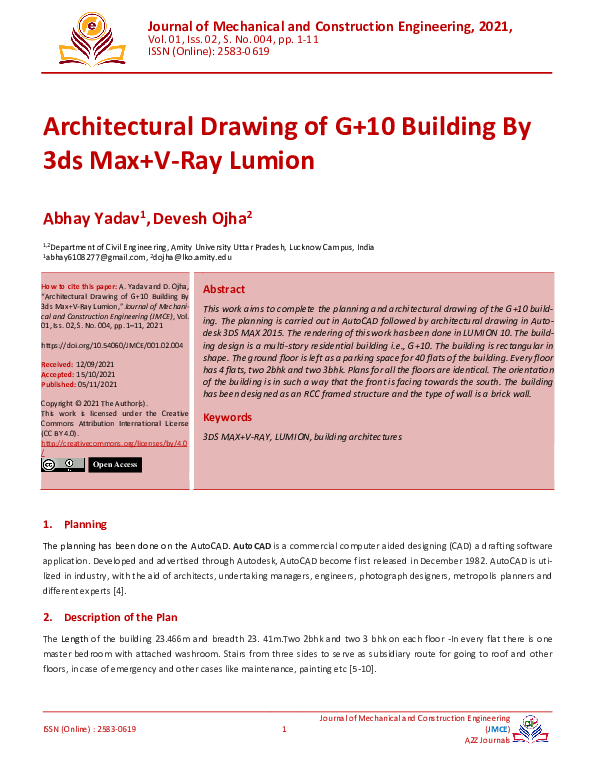 (PDF) Architectural Drawing of G+10 Building By 3ds Max+V-Ray Lumion