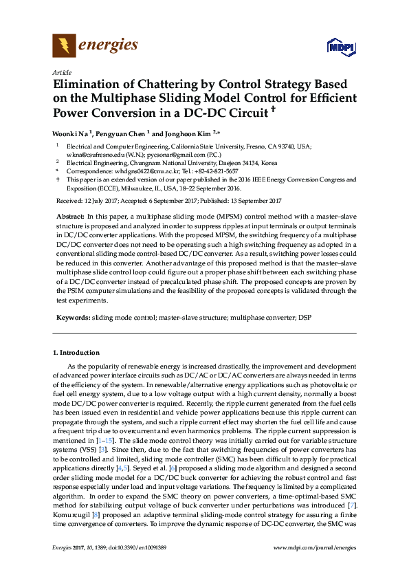 Pdf Elimination Of Chattering By Control Strategy Based On The Multiphase Sliding Model