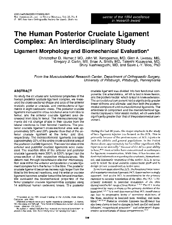 (PDF) The Human Posterior Cruciate Ligament Complex: An ...