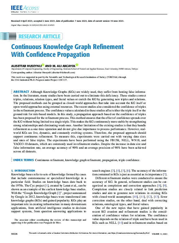 Pdf Continuous Knowledge Graph Refinement With Confidence Propagation