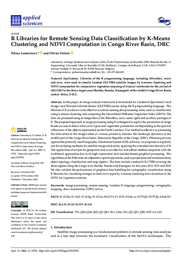 (PDF) R Libraries for Remote Sensing Data Classification by K-Means Clustering and NDVI ...