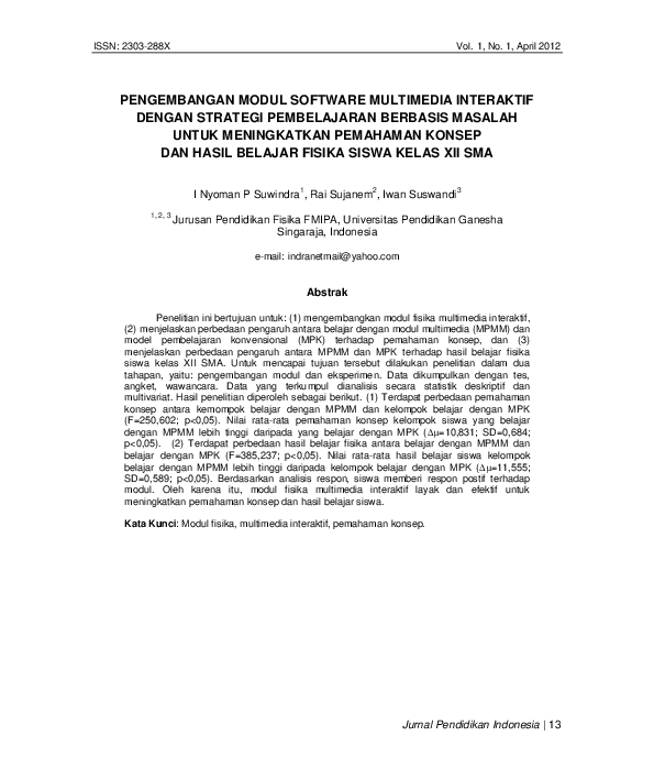 (PDF) Pengembangan Modul Software Multimedia Interaktif Dengan Strategi Pembelajaran Berbasis ...