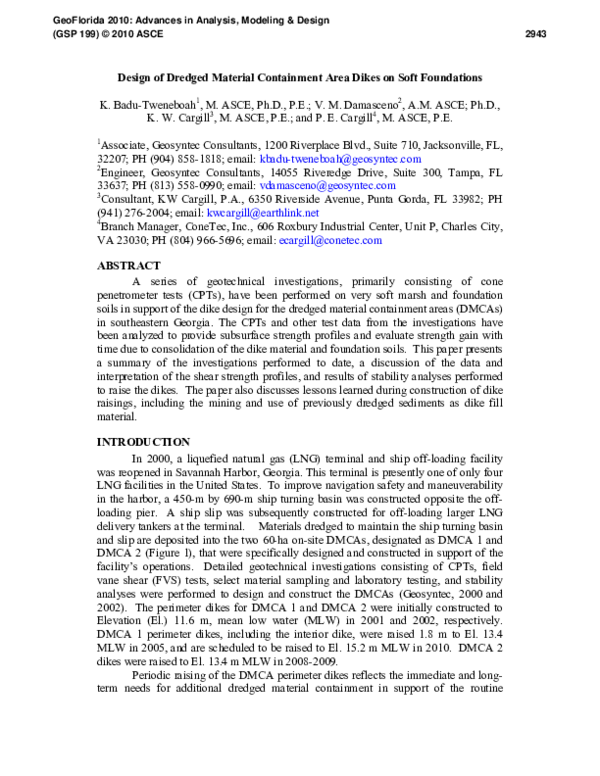 (PDF) Design of Dredged Material Containment Area Dikes on Soft ...