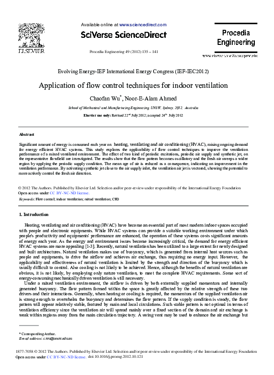 (PDF) Application of Flow Control Techniques for Indoor Ventilation