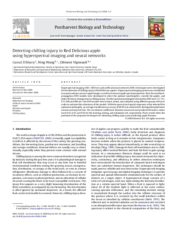(PDF) Detecting chilling injury in Red Delicious apple using ...