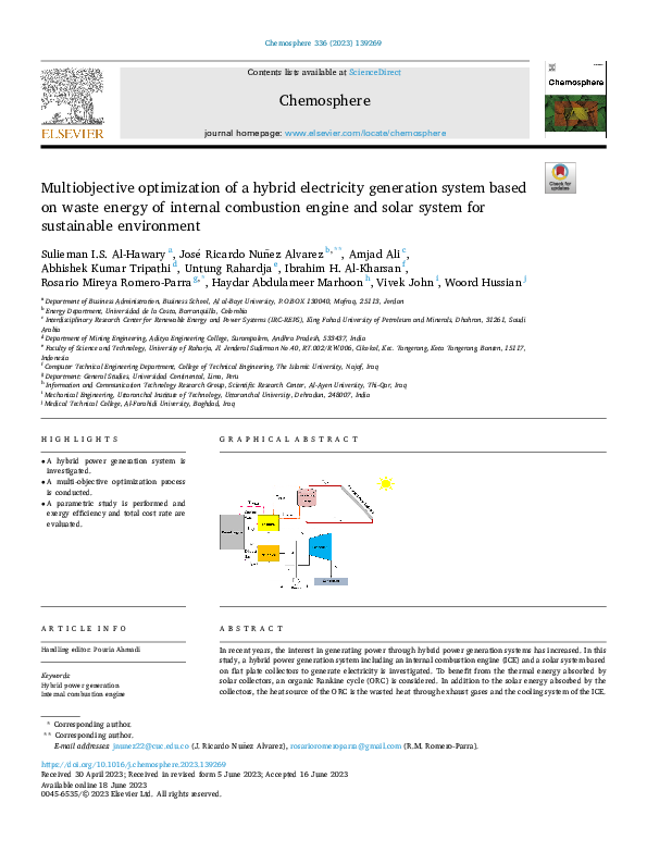 (PDF) Multiobjective optimization of a hybrid electricity generation system based on waste ...