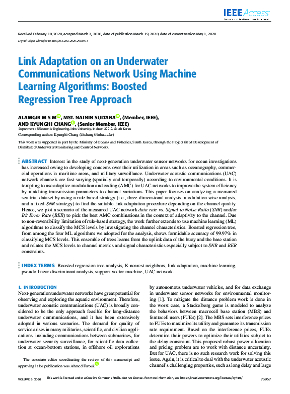 (PDF) Link Adaptation on an Underwater Communications Network Using Machine Learning Algorithms ...