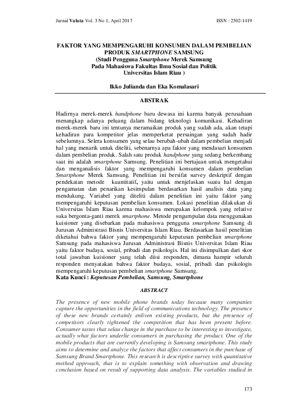 (PDF) Faktor Yang Mempengaruhi Konsumen Dalam Pembelian Produk Smartphone Samsung