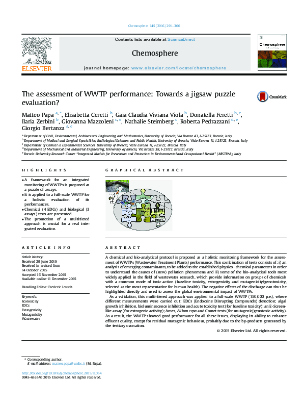 (PDF) The assessment of WWTP performance: Towards a jigsaw puzzle ...