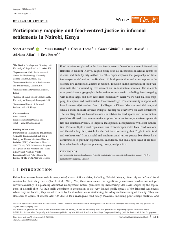 (PDF) Participatory mapping and food‐centred justice in informal ...