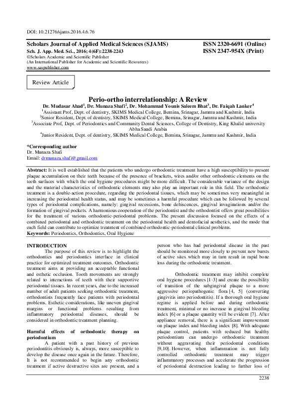 (PDF) Perio-ortho interrelationship: A Review