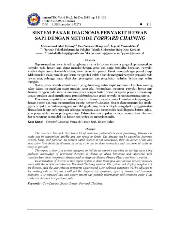 (PDF) Sistem Pakar Diagnosis Penyakit Hewan Sapi Dengan Metode Forward ...