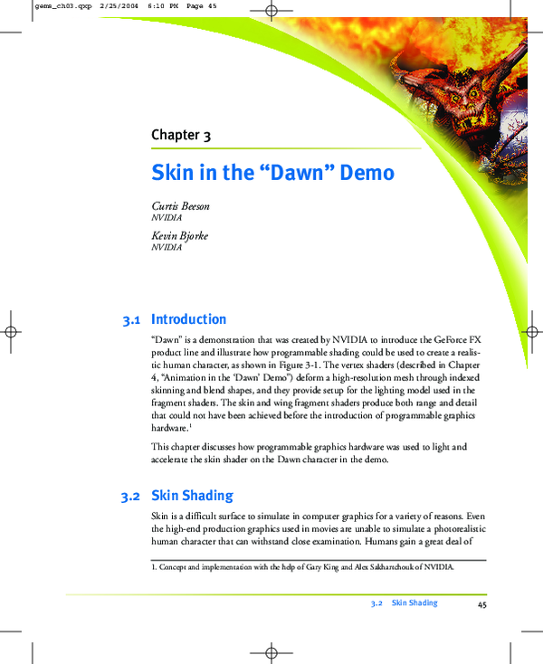 (PDF) Skin in the "Dawn" demo