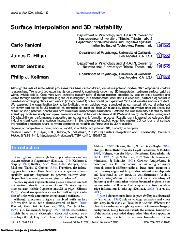 (PDF) Surface interpolation and 3D relatability