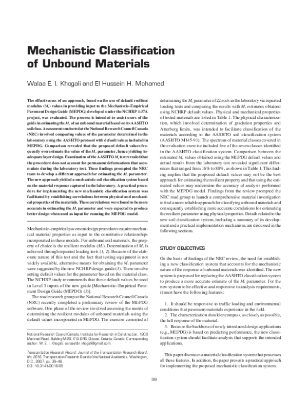 (PDF) Mechanistic Classification of Unbound Materials | EL HAMDAOUI MOHAMED - Academia.edu
