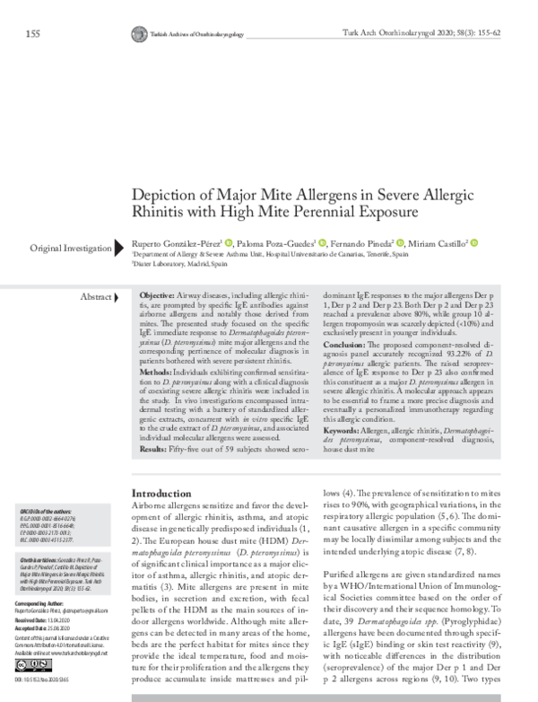 (PDF) Depiction of Major Mite Allergens in Severe Allergic Rhinitis ...