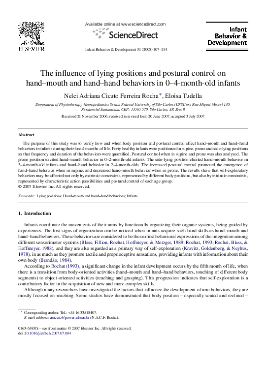 (PDF) The influence of lying positions and postural control on hand ...