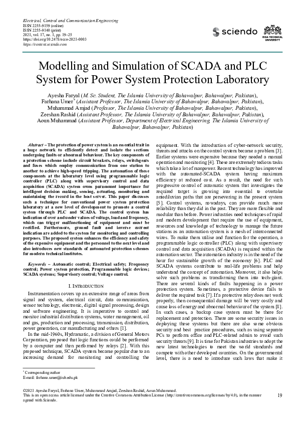 (PDF) Modelling and Simulation of SCADA and PLC System for Power System ...