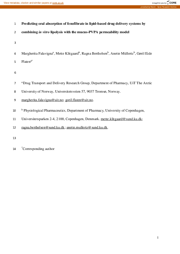 (PDF) Predicting Oral Absorption of fenofibrate in Lipid-Based Drug Delivery Systems by ...