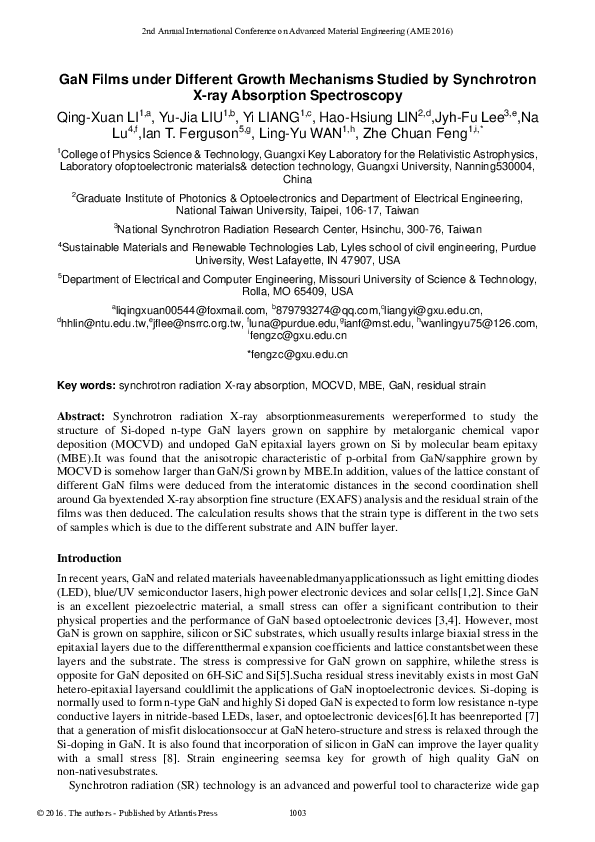 (PDF) GaN Films under Different Growth Mechanisms Studied by ...