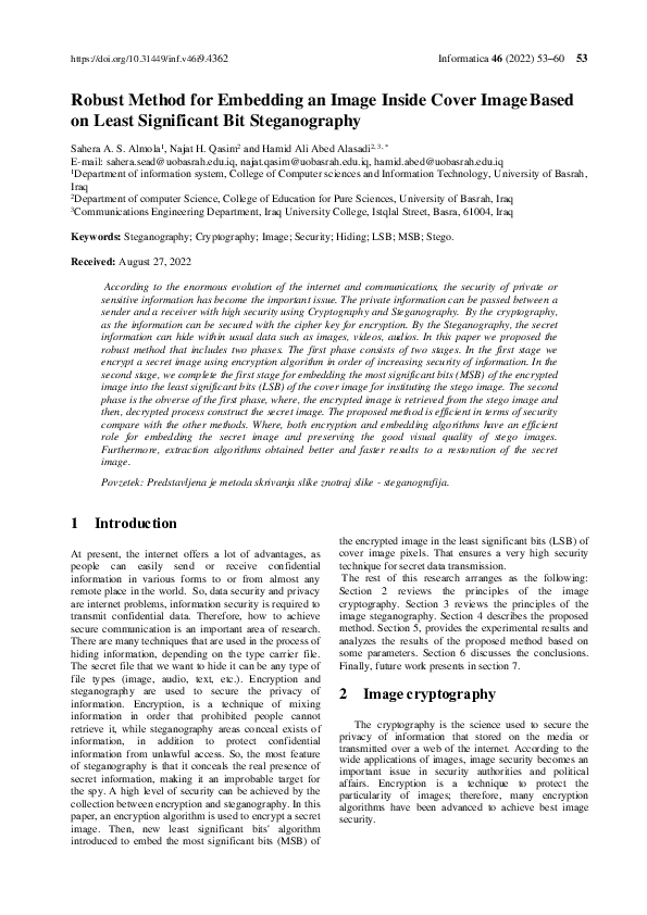 Pdf Robust Method For Embedding An Image Inside Cover Image Based On Least Significant Bit 0226