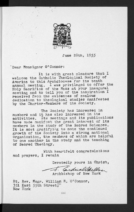 (PDF) Letter of His Eminence Cardinal Spellman | Joseph Spellman ...