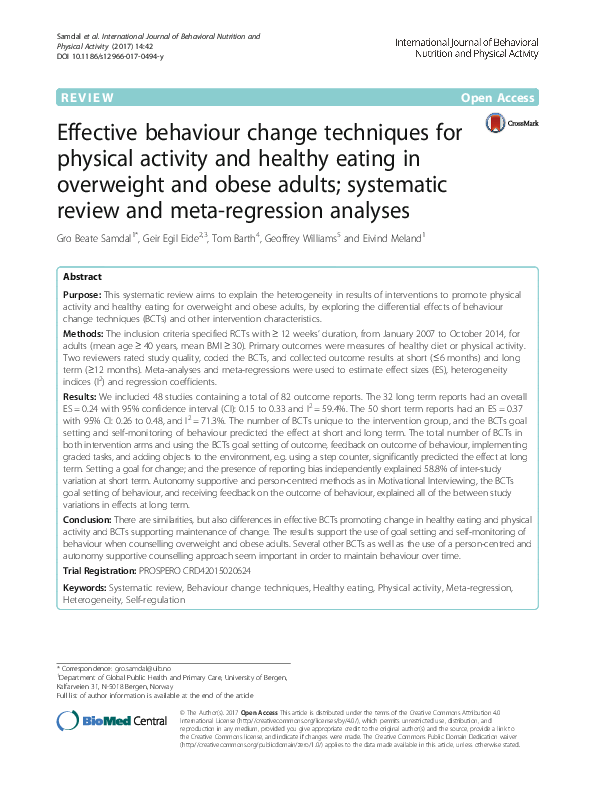(PDF) Effective behaviour change techniques for physical activity and ...