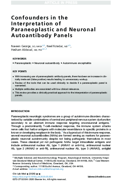 (PDF) Confounders in the Interpretation of Paraneoplastic and Neuronal ...