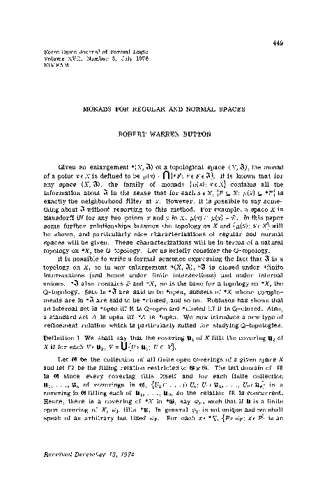 (PDF) Monads for regular and normal spaces