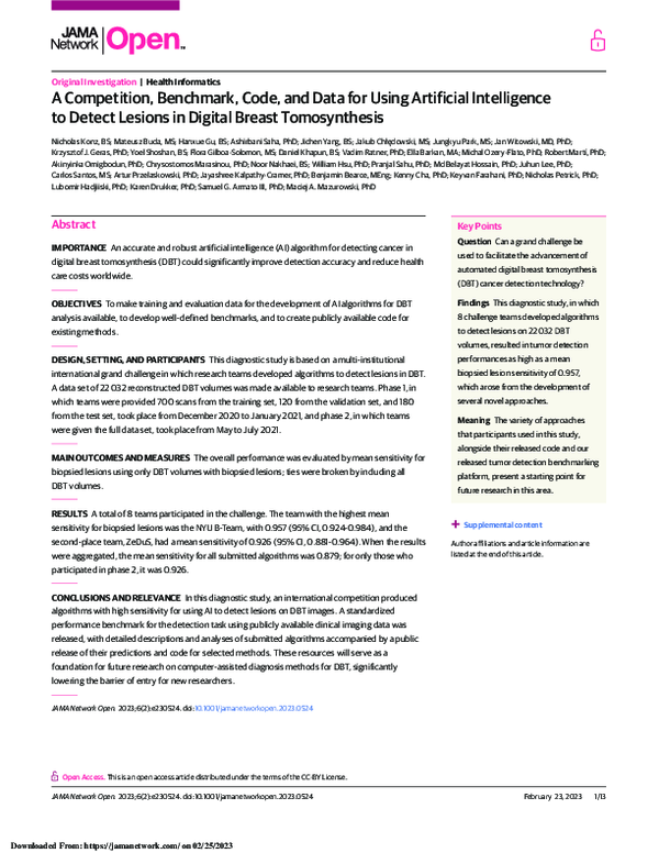 (PDF) A Competition, Benchmark, Code, and Data for Using Artificial ...