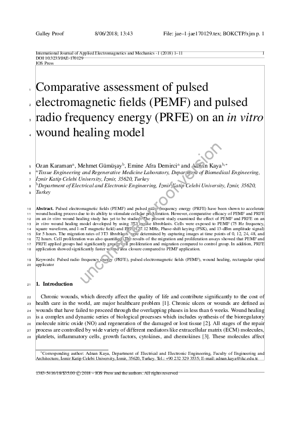 (PDF) Comparative assessment of pulsed electromagnetic fields (PEMF) and pulsed radio frequency ...