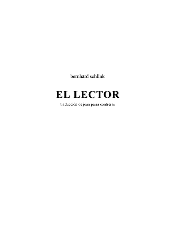(PDF) El lector schlink bernhard
