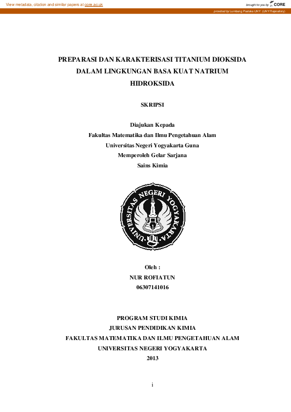 (PDF) PREPARASI DAN KARAKTERISASI TITANIUM DIOKSIDA (TiO2) TIPE ANATAS ...